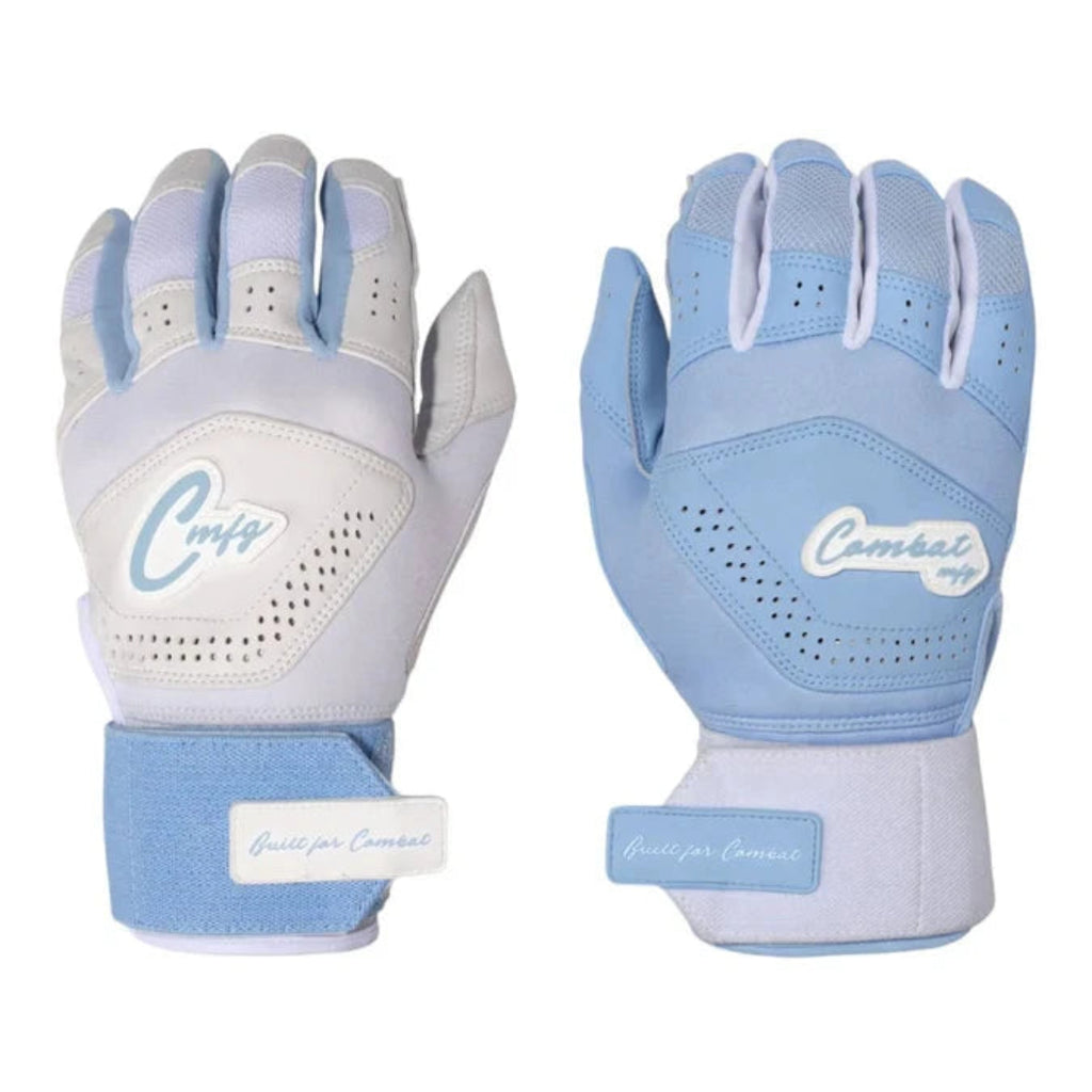 COMBAT MFG Ying Yang Long Strap Adult Batting Gloves BG2LS: White/Colu ...
